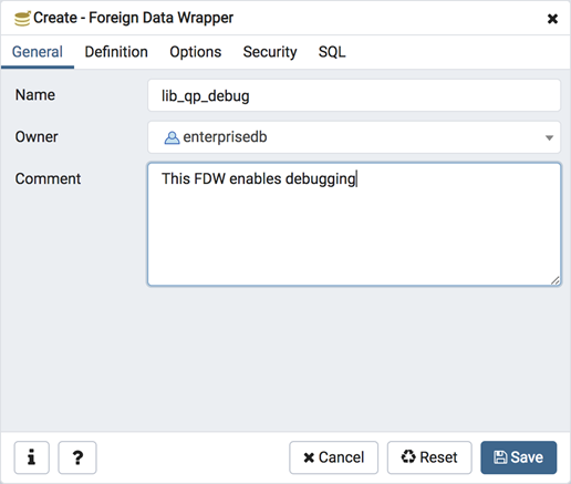 Foreign Data Wrapper Dialog — Pgadmin 4 55 Documentation