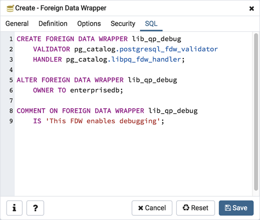 Foreign Data Wrapper Dialog — Pgadmin 4 55 Documentation