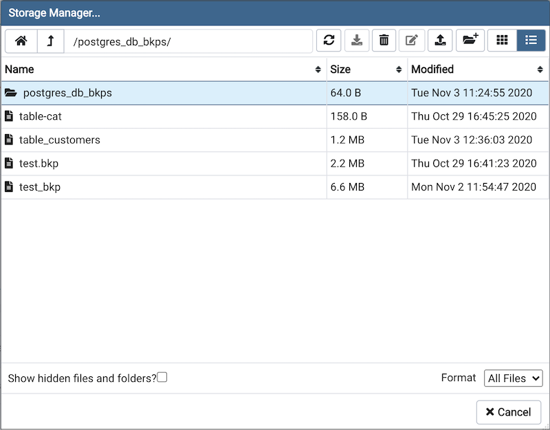 Storage Manager — pgAdmin 4 6.11 documentation Storage Manager — pgAdmin 4 6.11 documentation