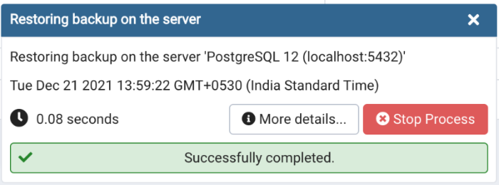 Restore Dialog — pgAdmin 4 6.12 documentation Restore Dialog — pgAdmin 4 6.12 documentation