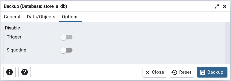 Backup Dialog — pgAdmin 4 6.19 documentation
