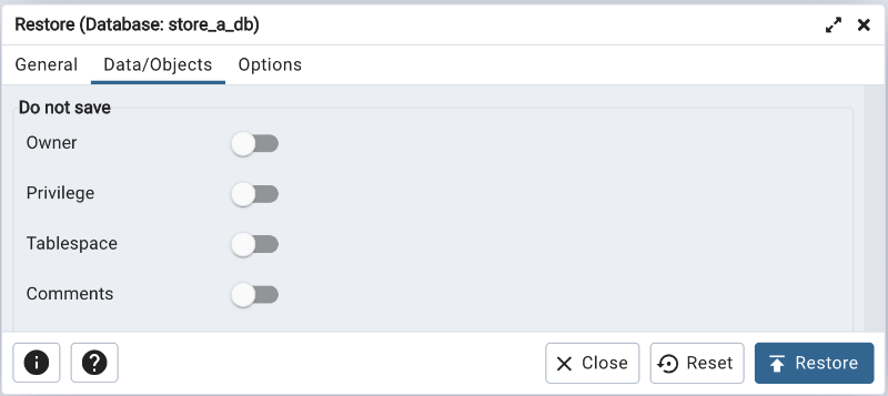 Restore Dialog — pgAdmin 4 7.3 documentation