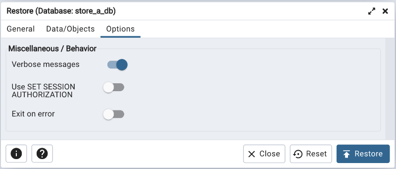 Restore Dialog — pgAdmin 4 7.3 documentation