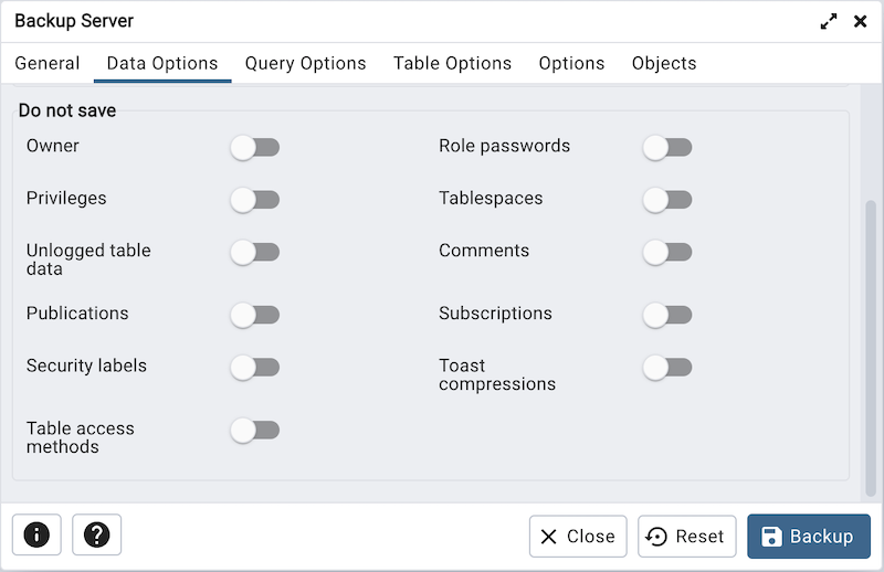 Backup Server Dialog — pgAdmin 4 7.5 documentation
