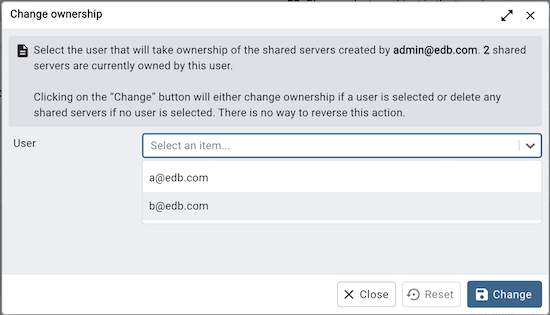Change Ownership Dialog — pgAdmin 4 8.1 documentation