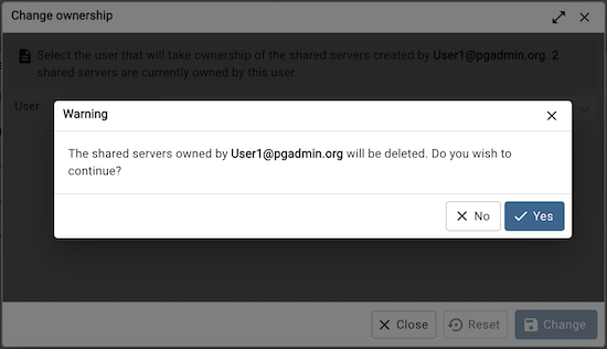 Change Ownership Dialog — pgAdmin 4 8.1 documentation