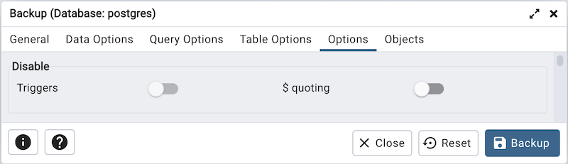 Backup Dialog — pgAdmin 4 8.10 documentation