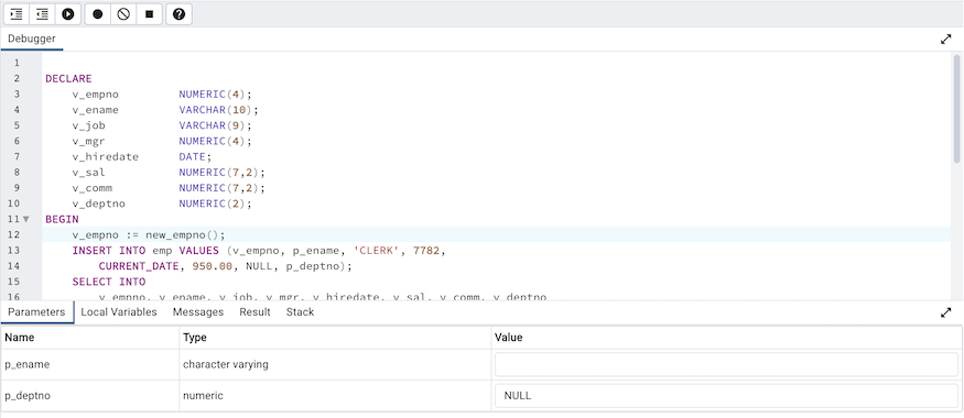 Debugger — pgAdmin 4 8.10 documentation