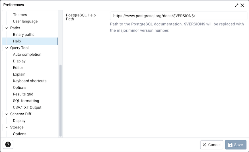 Preferences Dialog — pgAdmin 4 8.10 documentation
