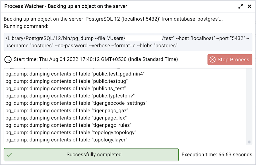 Processes — pgAdmin 4 8.10 documentation