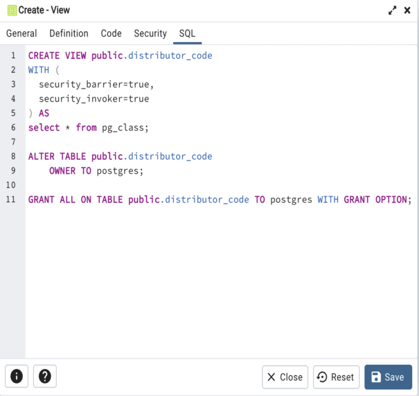View Dialog — pgAdmin 4 8.10 documentation