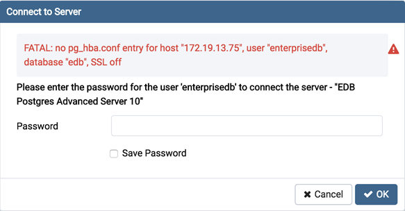 Connection Error — pgAdmin 4 8.11 documentation