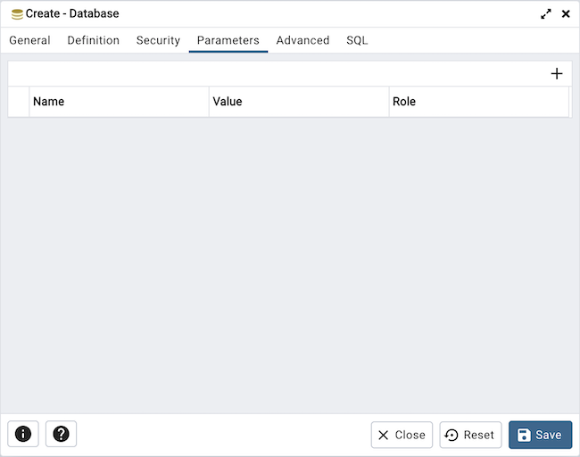 Database Dialog — pgAdmin 4 8.11 documentation
