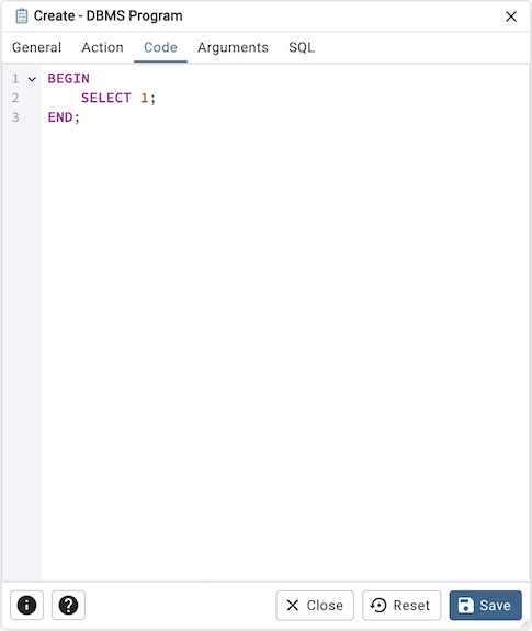 DBMS Program — pgAdmin 4 8.11 documentation