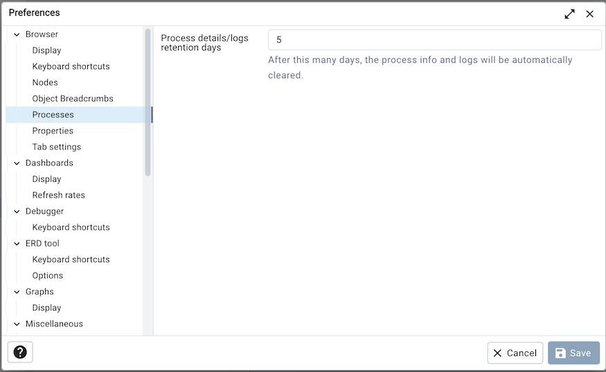 Preferences Dialog — pgAdmin 4 8.11 documentation