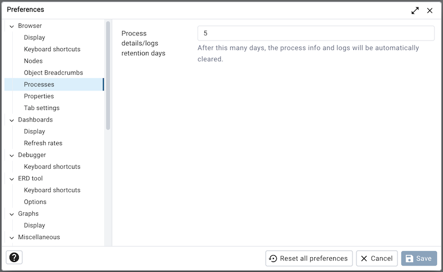 Preferences Dialog — pgAdmin 4 8.12 documentation