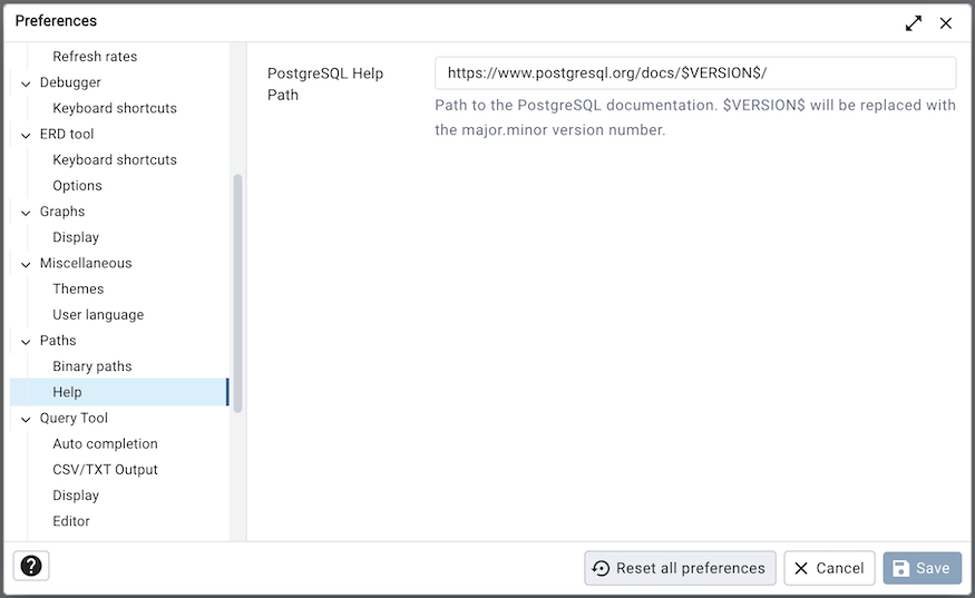 Preferences Dialog — pgAdmin 4 8.12 documentation