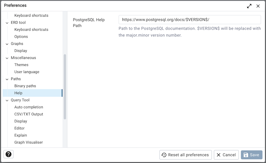 Preferences Dialog — pgAdmin 4 8.12 documentation