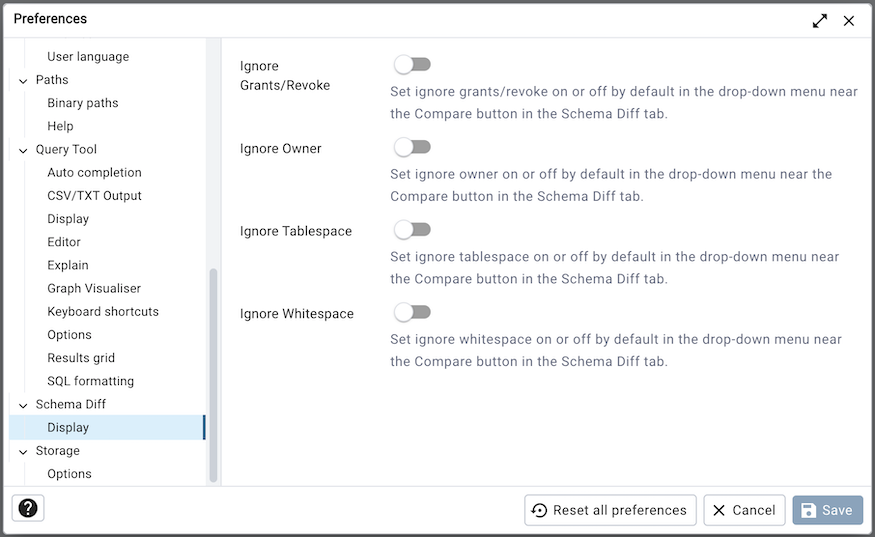 Preferences Dialog — pgAdmin 4 8.12 documentation