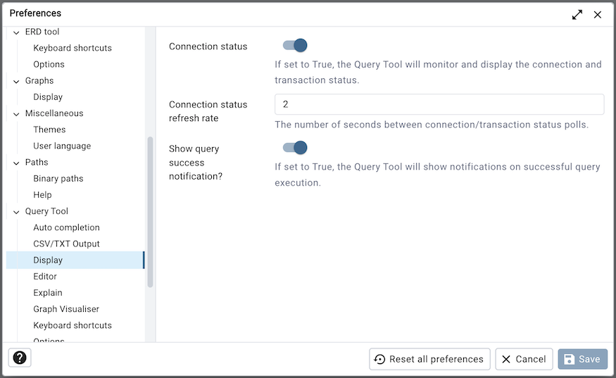Preferences Dialog — pgAdmin 4 8.12 documentation