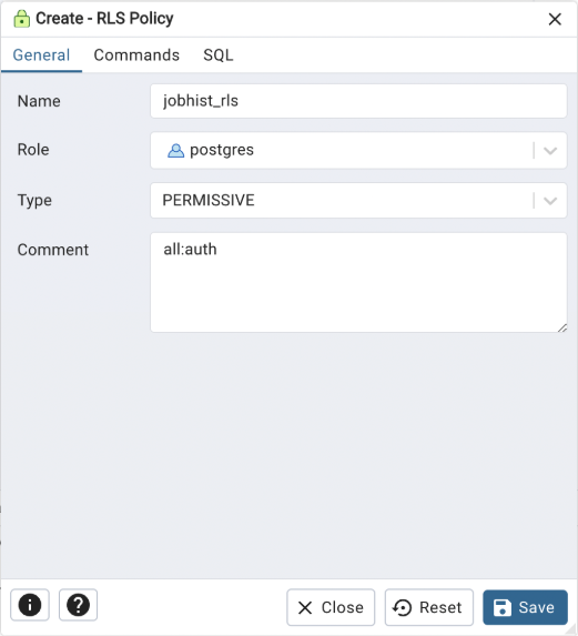 RLS Policy Dialog — pgAdmin 4 8.12 documentation