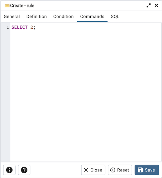 Rule Dialog — pgAdmin 4 8.12 documentation