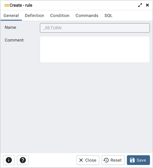 Rule Dialog — pgAdmin 4 8.12 documentation