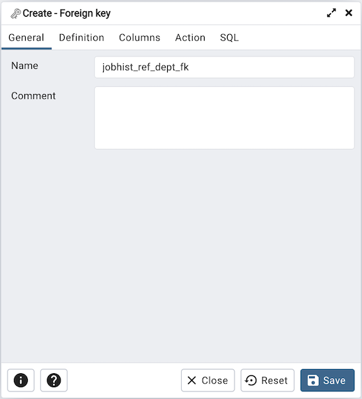 Foreign key Dialog — pgAdmin 4 8.13 documentation