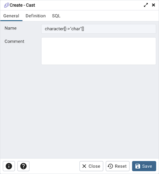 Cast Dialog — pgAdmin 4 8.2 documentation
