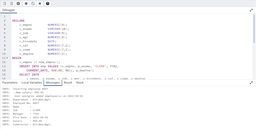 Debugger — pgAdmin 4 8.3 documentation