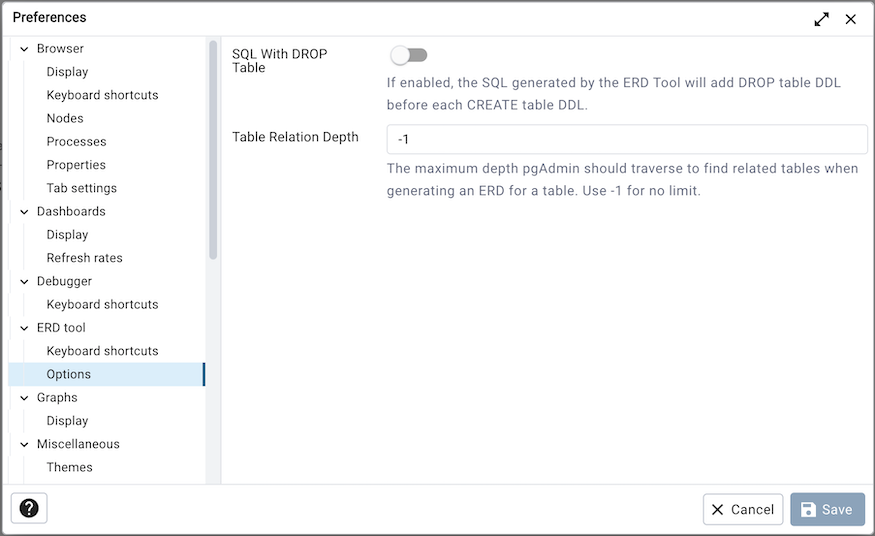 Preferences Dialog — pgAdmin 4 8.3 documentation