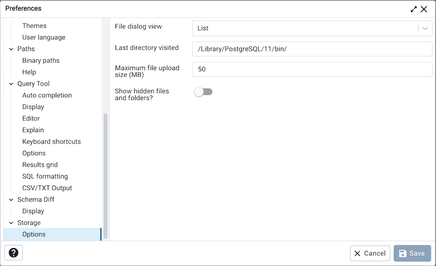 Preferences Dialog — pgAdmin 4 8.3 documentation