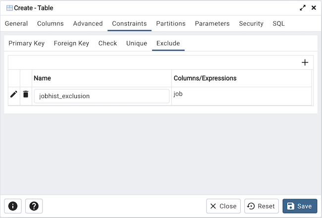 Table Dialog — pgAdmin 4 8.3 documentation