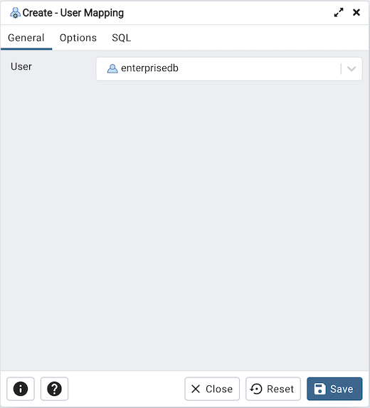 User Mapping Dialog — pgAdmin 4 8.5 documentation