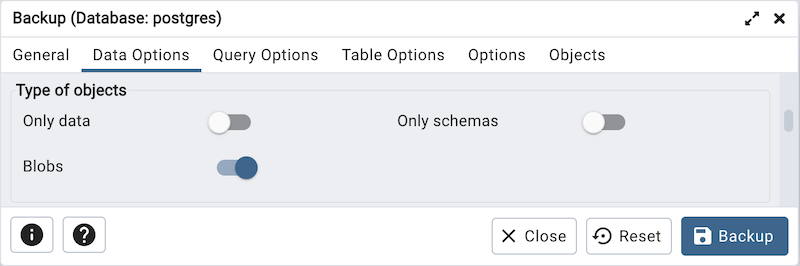 Backup Dialog — pgAdmin 4 8.6 documentation