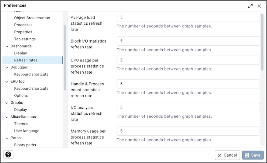 Preferences Dialog — pgAdmin 4 8.7 documentation