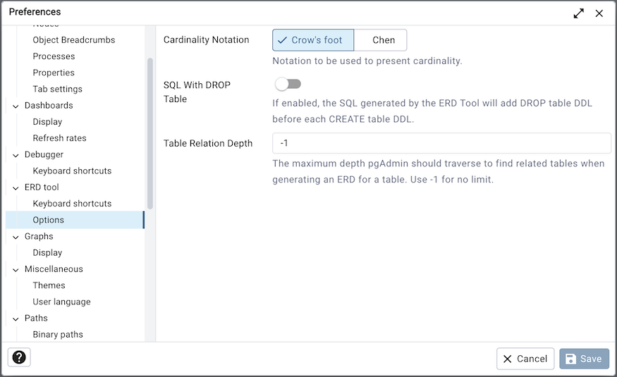 Preferences Dialog — pgAdmin 4 8.7 documentation
