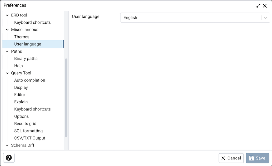 Preferences Dialog — pgAdmin 4 8.7 documentation