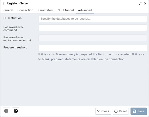 Server Dialog — pgAdmin 4 8.7 documentation
