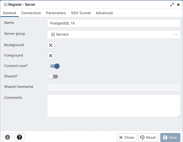 Server Dialog — pgAdmin 4 8.7 documentation