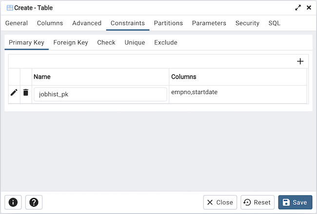 Table Dialog — pgAdmin 4 8.7 documentation