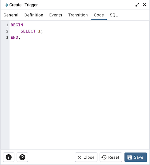Trigger Dialog — pgAdmin 4 8.8 documentation